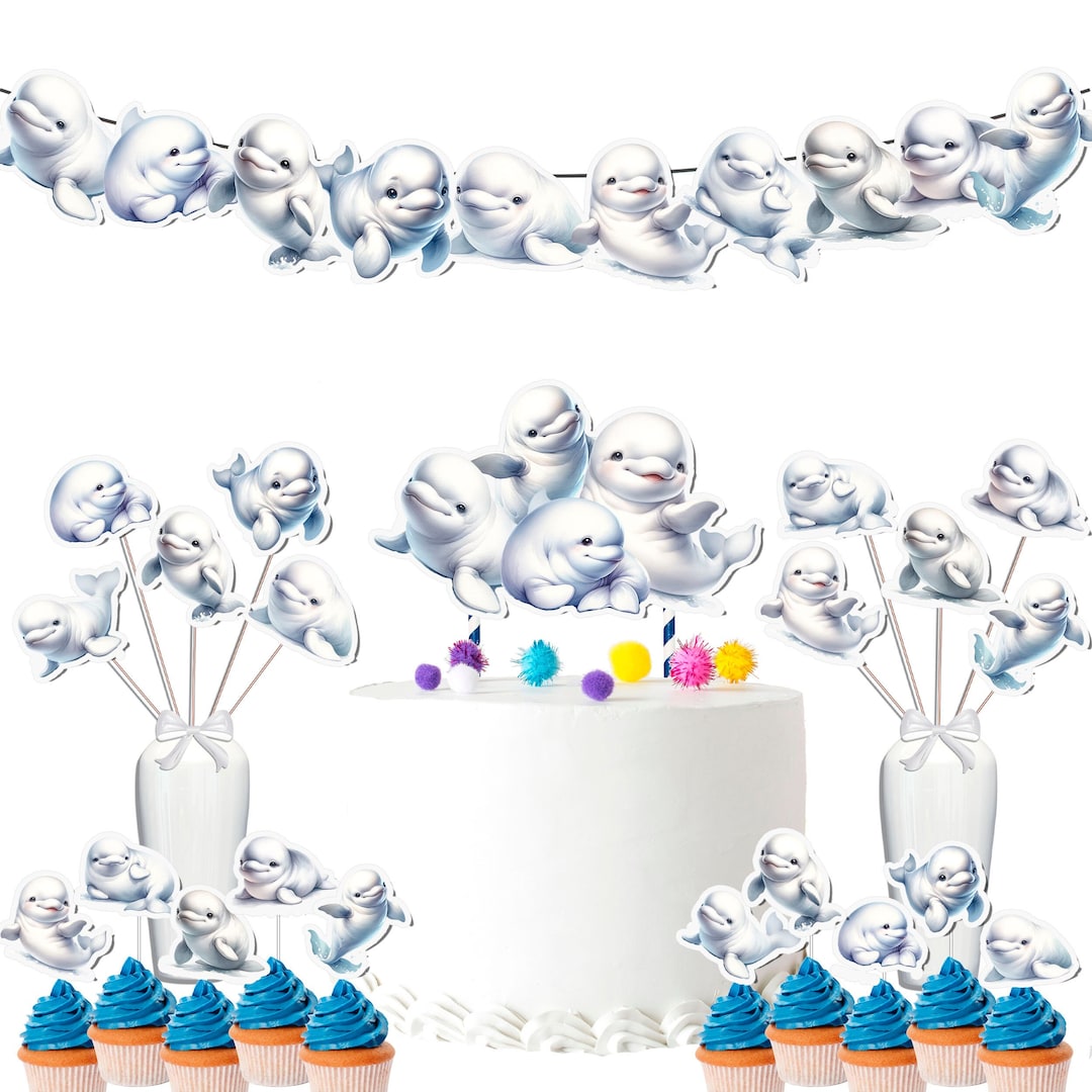 Beluga Whale Party Decor Set - Charming Ocean Fun for Birthdays & Baby ...