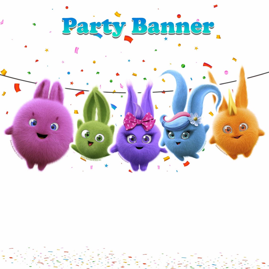 Sunny Bunnies Birthday Decorations Banner Cute Cartoon Sunny Bunnies ...