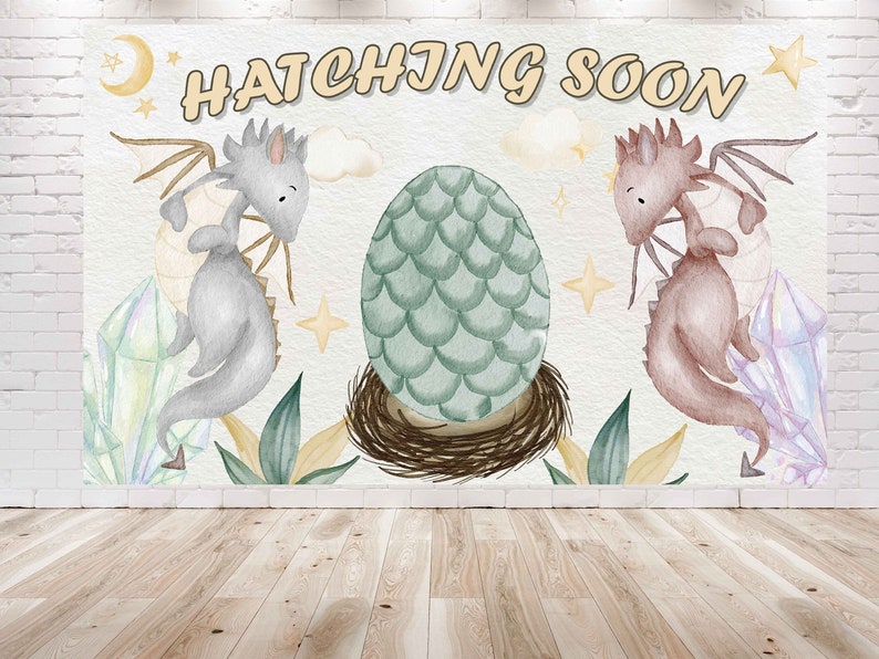 5x3ft Hatching Soon Dragon Backdrop for Baby Shower Party - Etsy