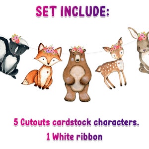 Woodland Animals Banner for Girls. Forest Animals Party Decorations for ...