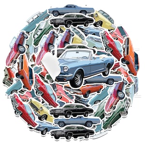20 Vintage Retro Car Stickers Pack - Classic Automobile Vinyl Decals for Laptops, Journals, Car ...