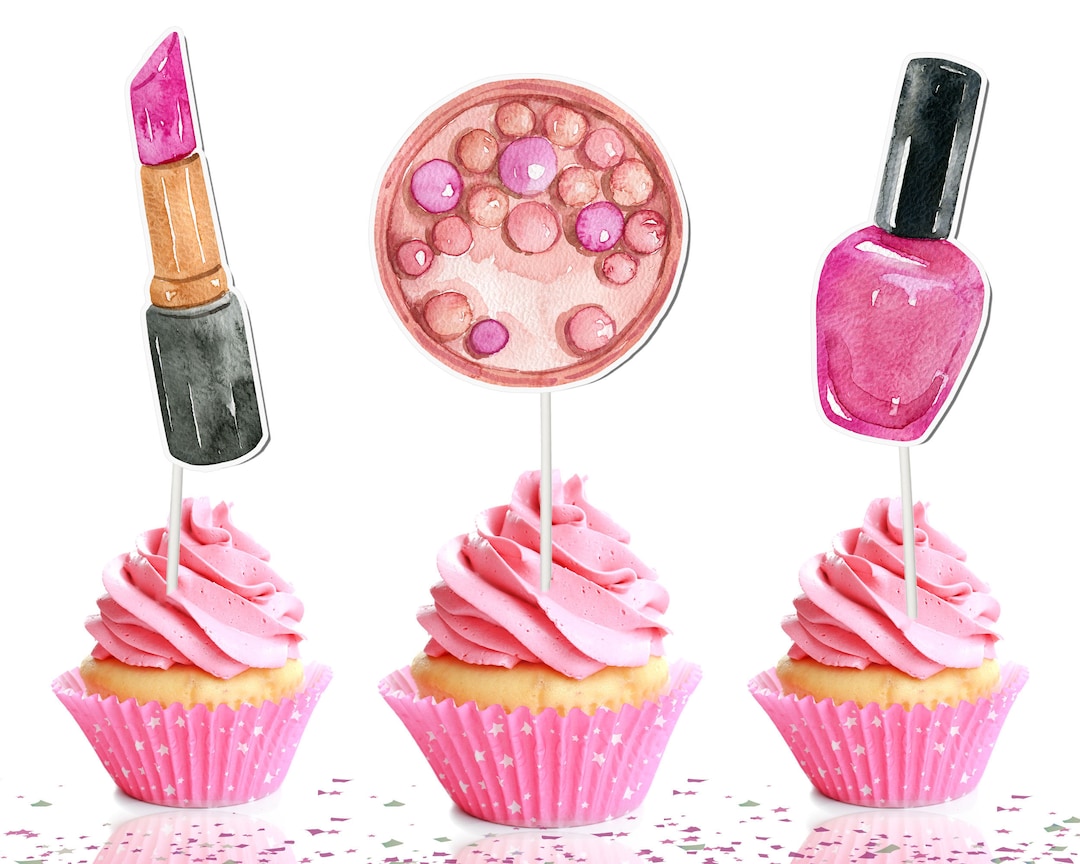 10 Pcs Chic Makeup Cupcake Toppers - Perfect for Glam Baby Showers ...