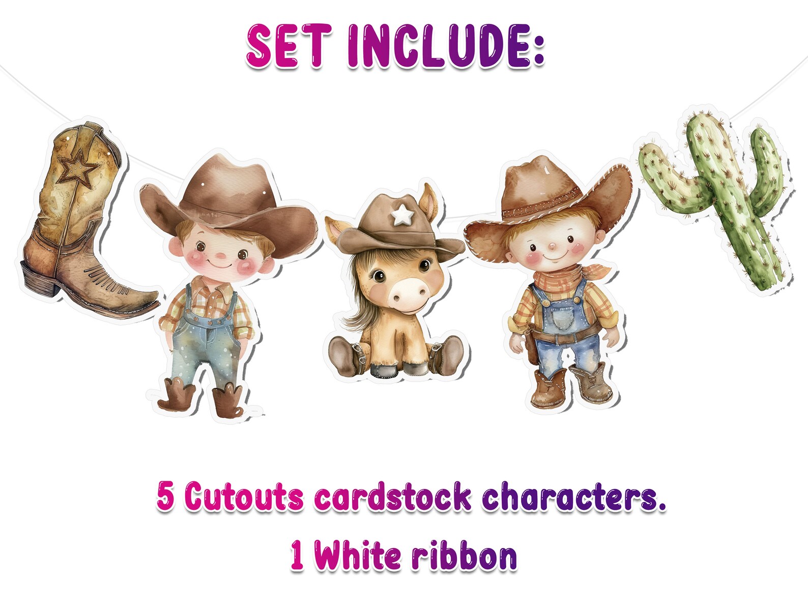Rustic Cowboy Theme Cardstock Banner - Perfect for Western Baby Showers ...