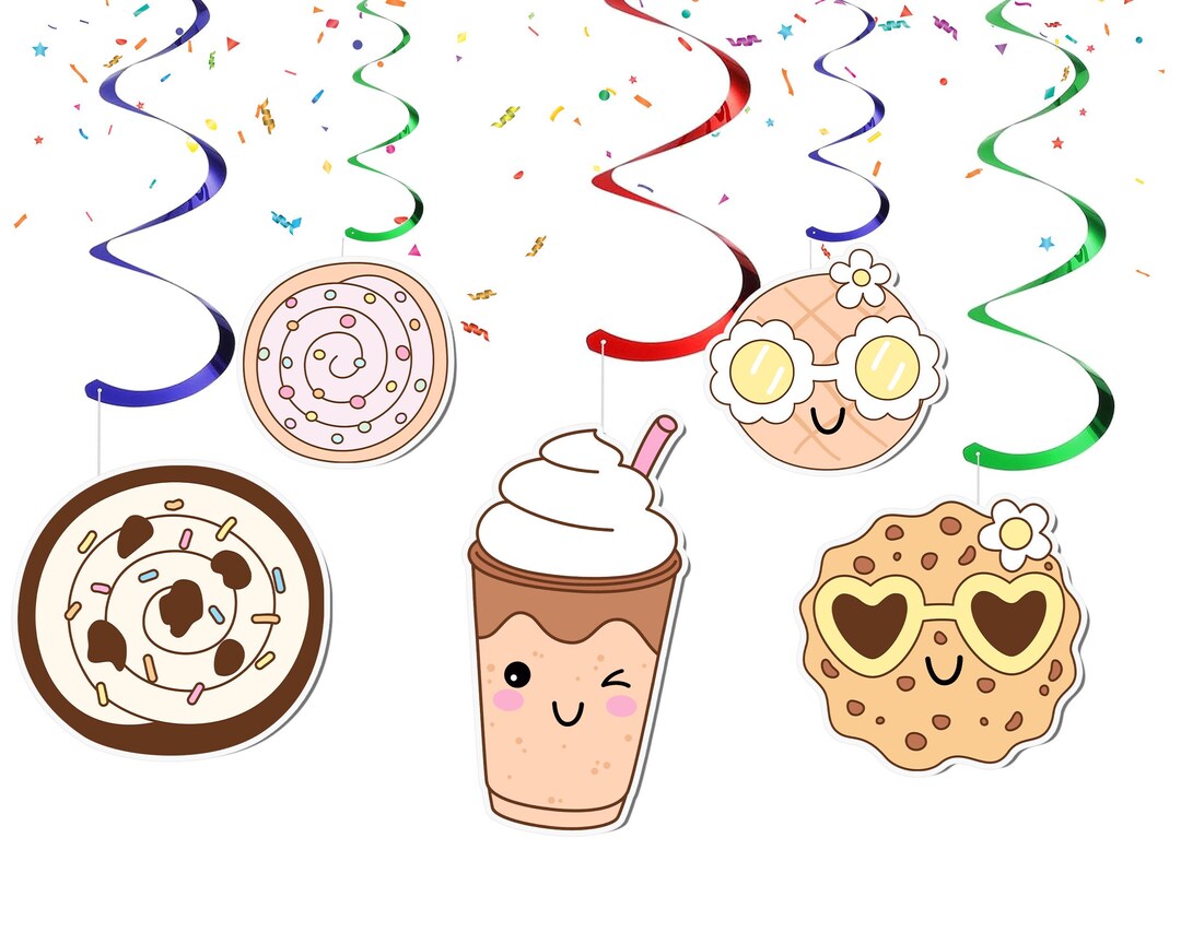 Cookies & Sweets Hanging Swirl Decorations – 10 PCS Cute Dessert-themed ...