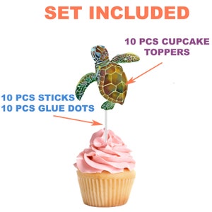 10 Pcs Turtle Cupcake Toppers - Charming Sea Turtle Cake Decorations ...