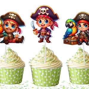 Pirate Cupcake Toppers for Kids Birthday – 10 Pcs Pirate Party ...