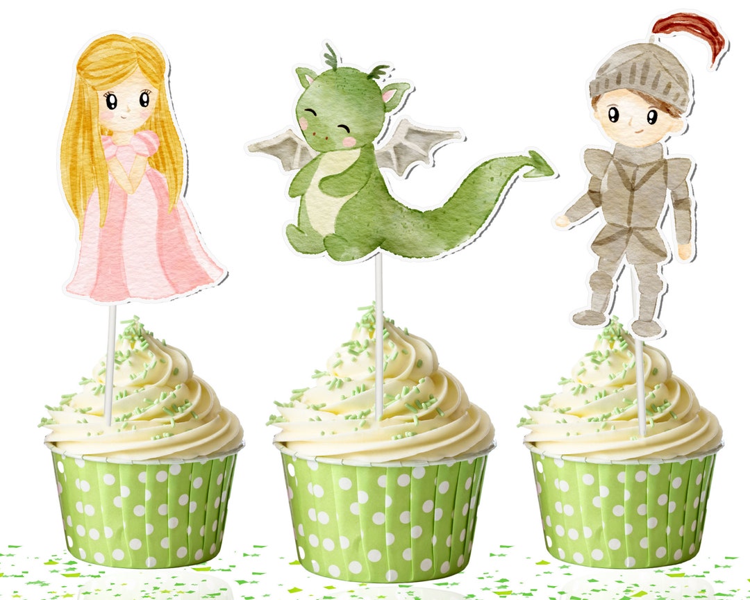 10 Pcs Pastel Princess and Knight Cupcake Toppers - Perfect for ...