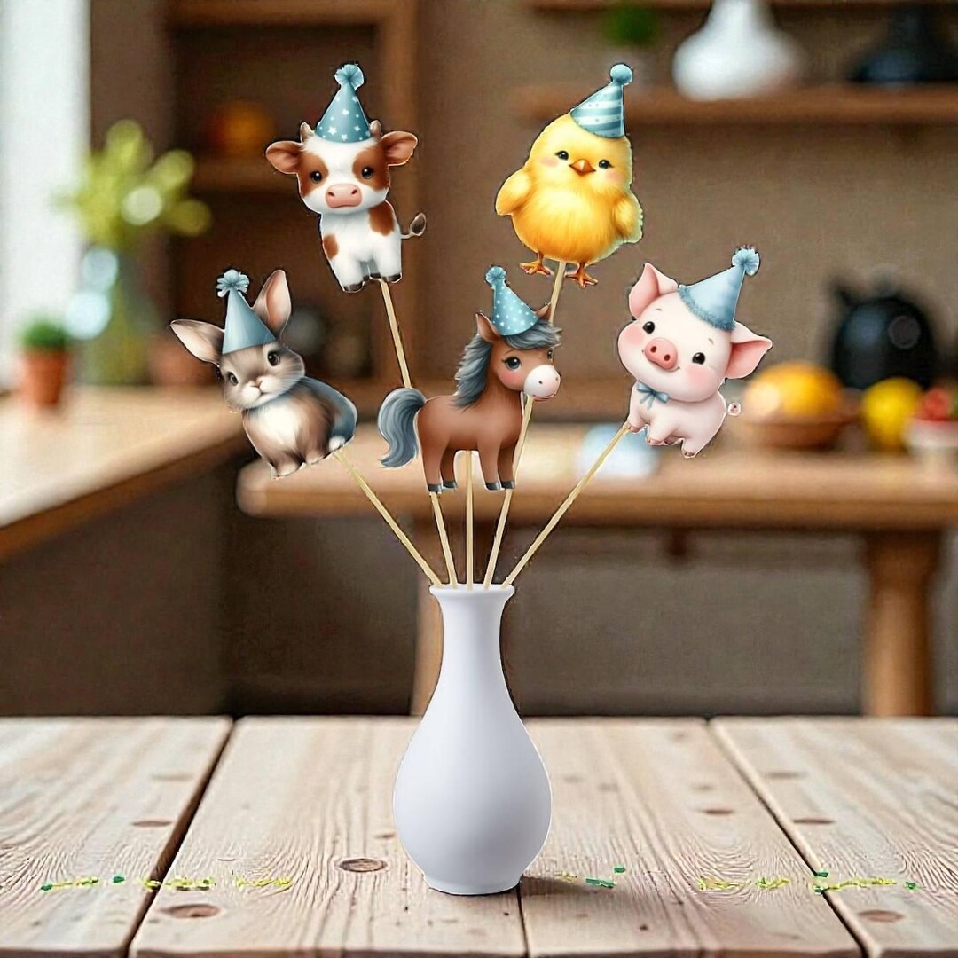Farm Animal Centerpieces | Farm Birthday Table Decor | Barnyard Party ...
