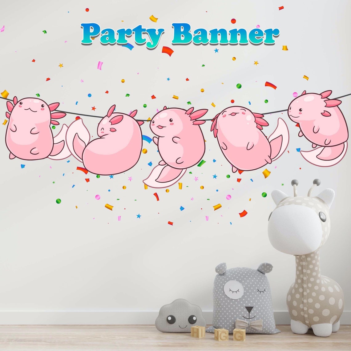 Axolotl Birthday Banner Cute Axolotls Party Supplies | Etsy