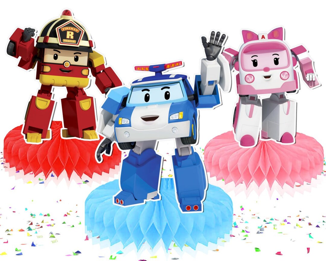 Whimsical Cartoon Robocar Poli 5 PCS Honeycombs Set Add Robocar Fun to ...