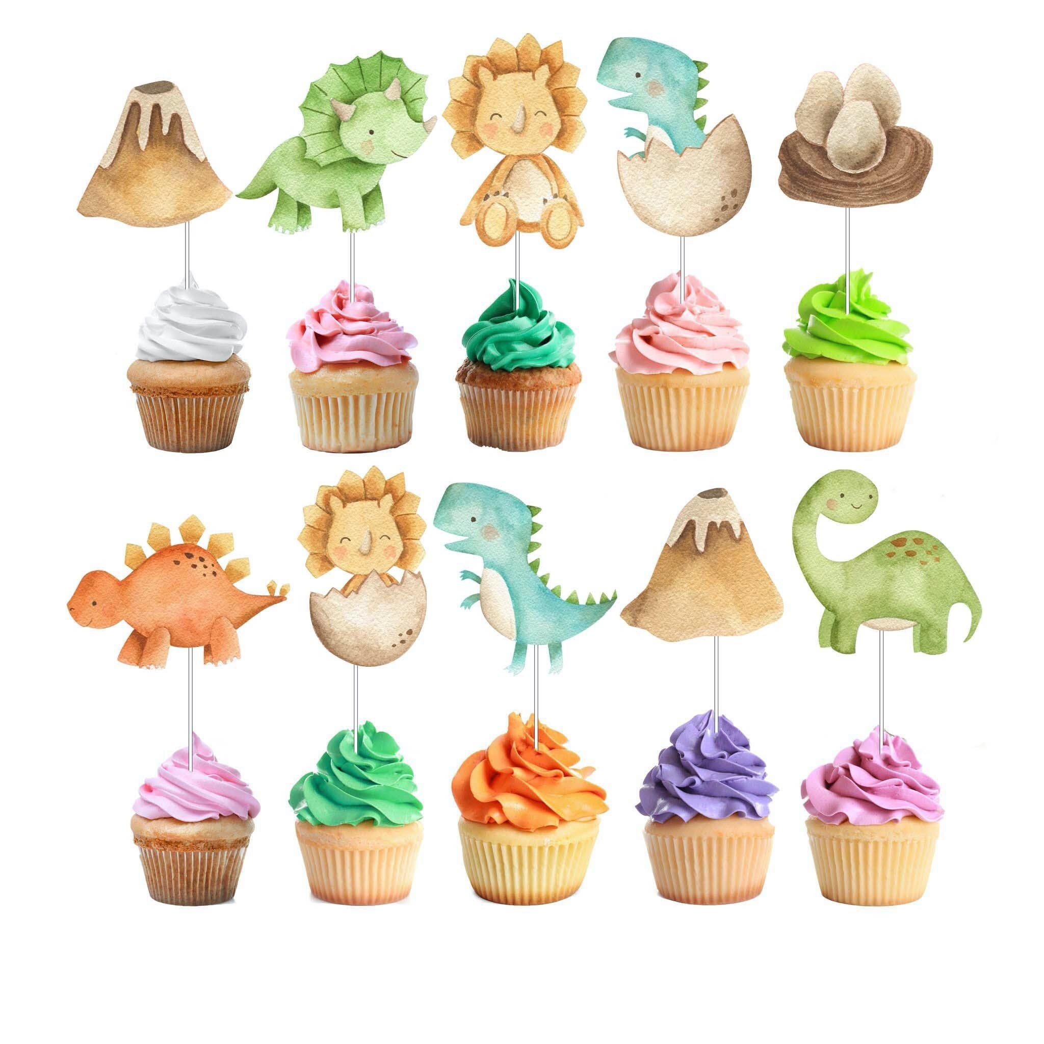 10 Pcs Dino Cupcake Toppers Dinosaur Theme for Kids | Dino Party ...