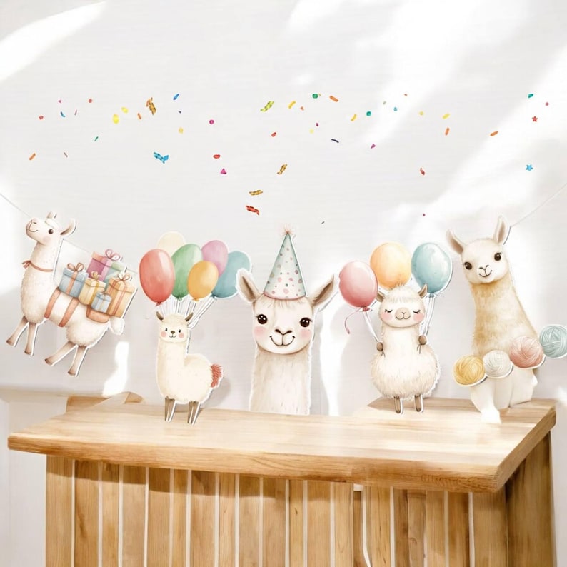 Llama Banner – 5 PCS Garland With Balloons, Gifts & Yarn | Cute Llama ...
