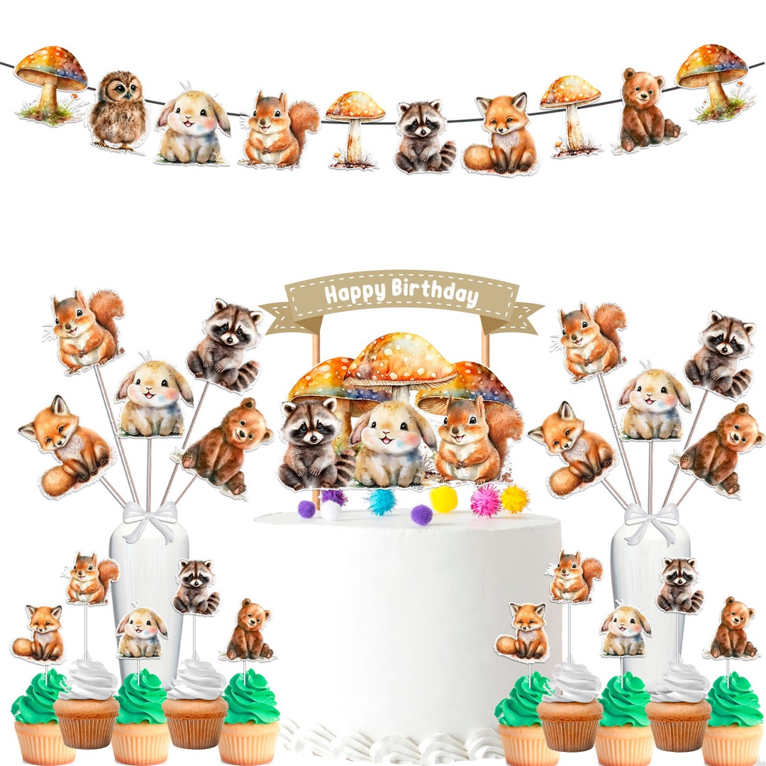 Woodland Animals Birthday Party Decoration Set - Etsy