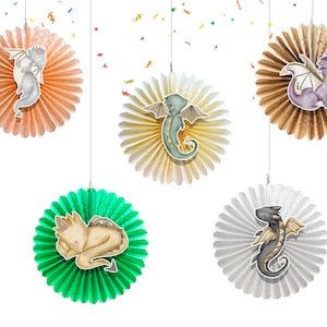 5 Pcs Mythical Creatures Tissue Hanging Fans Set, 12-inch, Perfect for ...