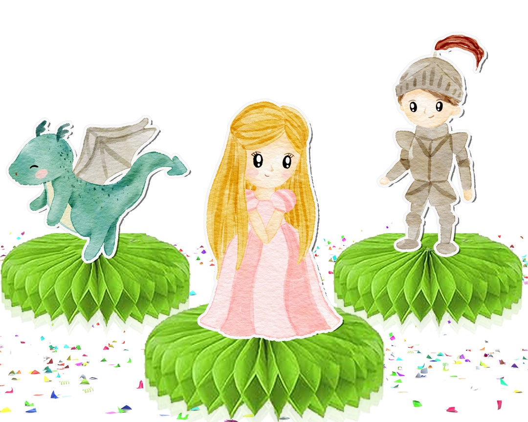 5 Pcs Pastel Princess & Knight Honeycomb Decor - Perfect for Fairy Tale ...