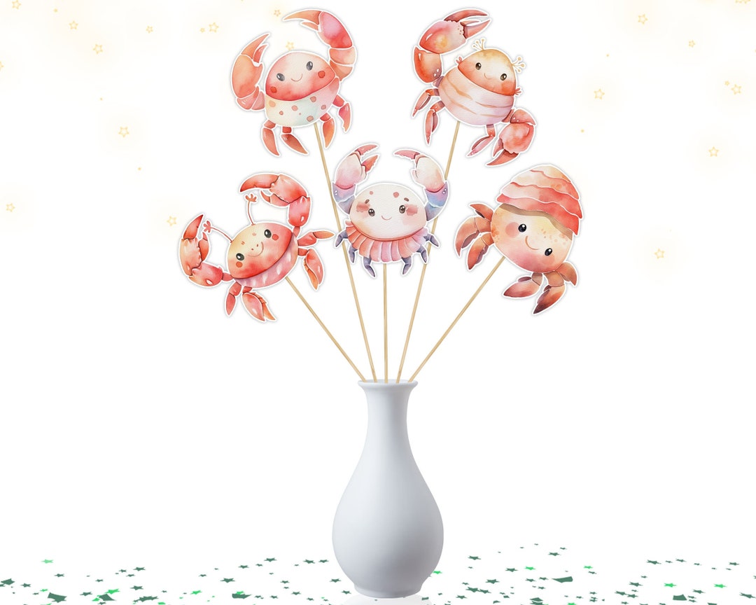 Set of 5 Crab Centerpieces for Baby Shower and Birthday - Beach Party ...