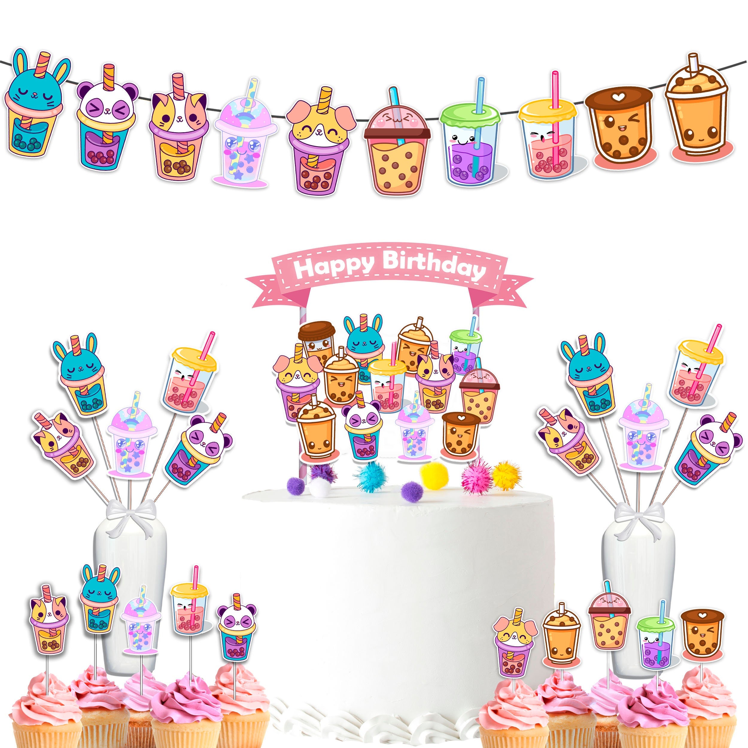 Boba Milk Tea Birthday Party Decoration Set! Great Bundle for Bubble ...