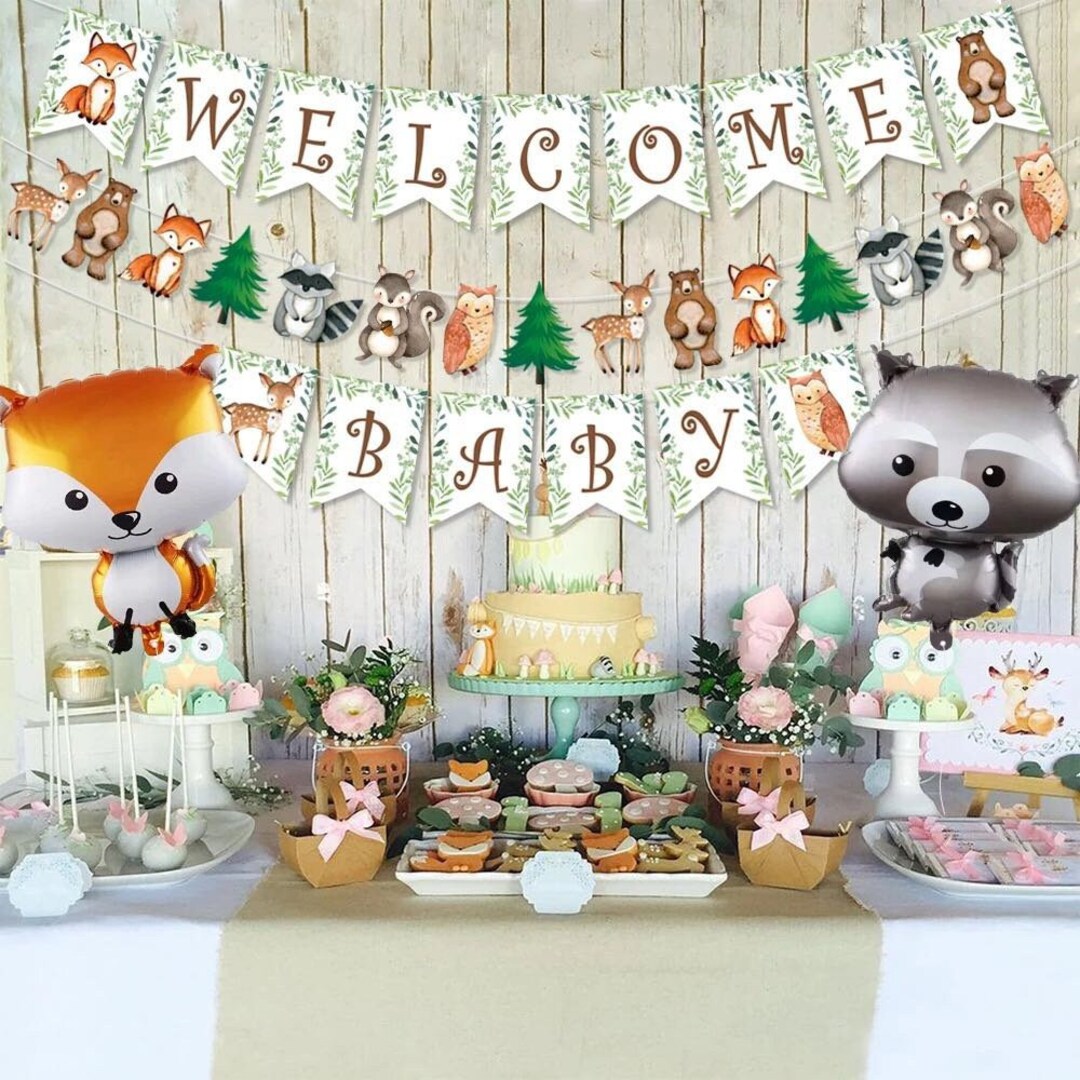 Enchanting Woodland Animals Baby Shower Party Decorations Set - Etsy