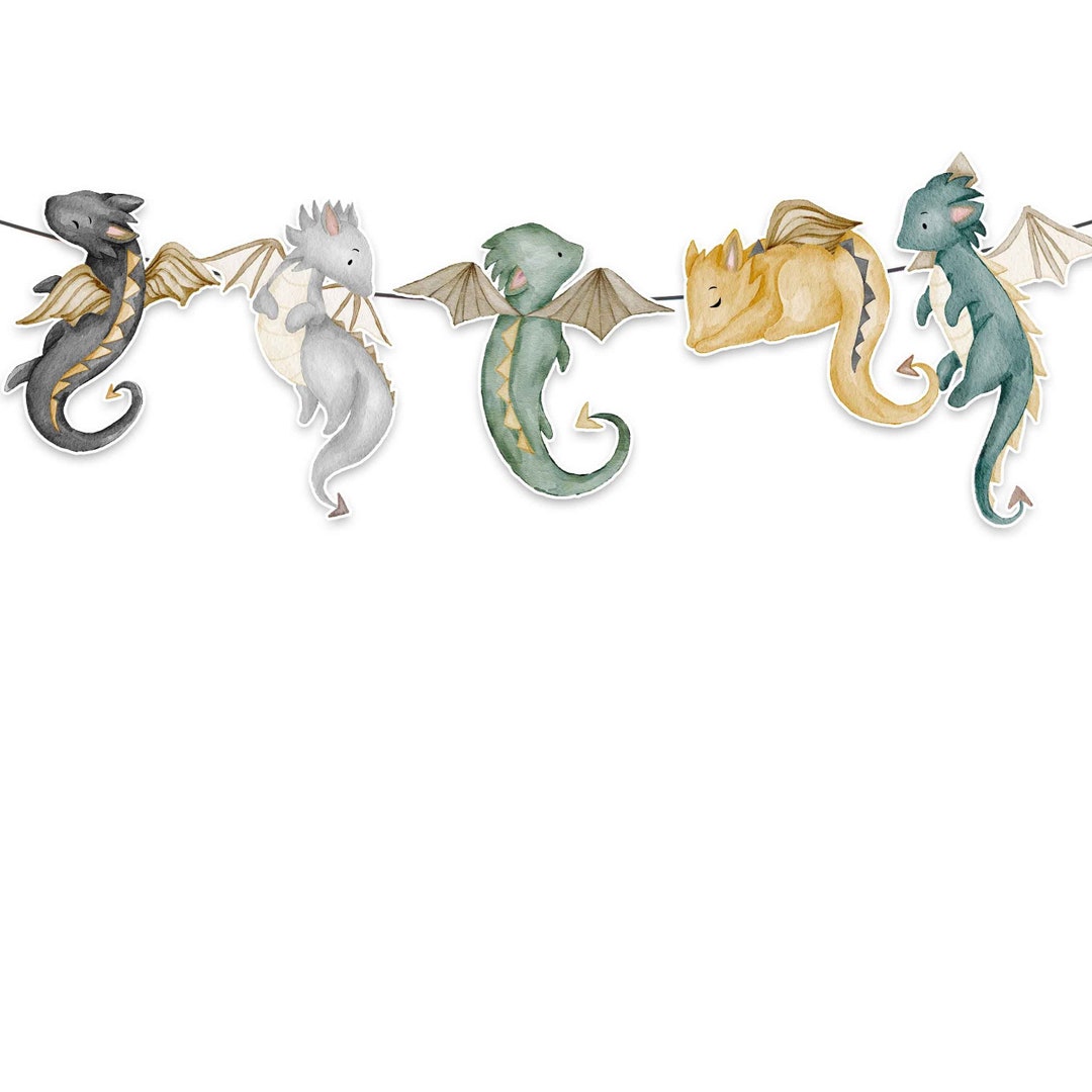 Cute Dragons Birthday Banner Baby Dragon Theme Party Supplies - Etsy