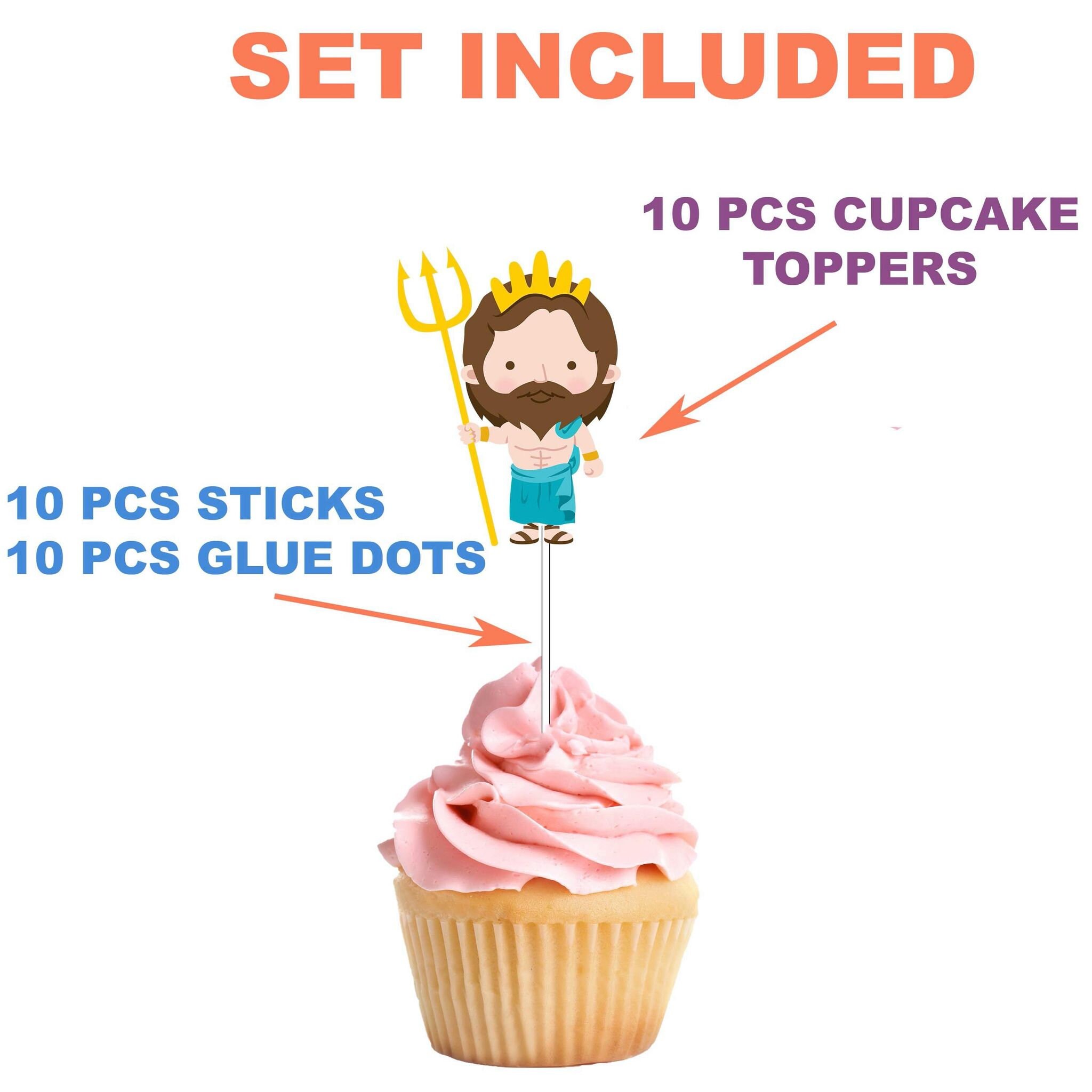 10 Pcs Greek Gods Theme Cupcake Toppers for Kids | Greece Vector God ...