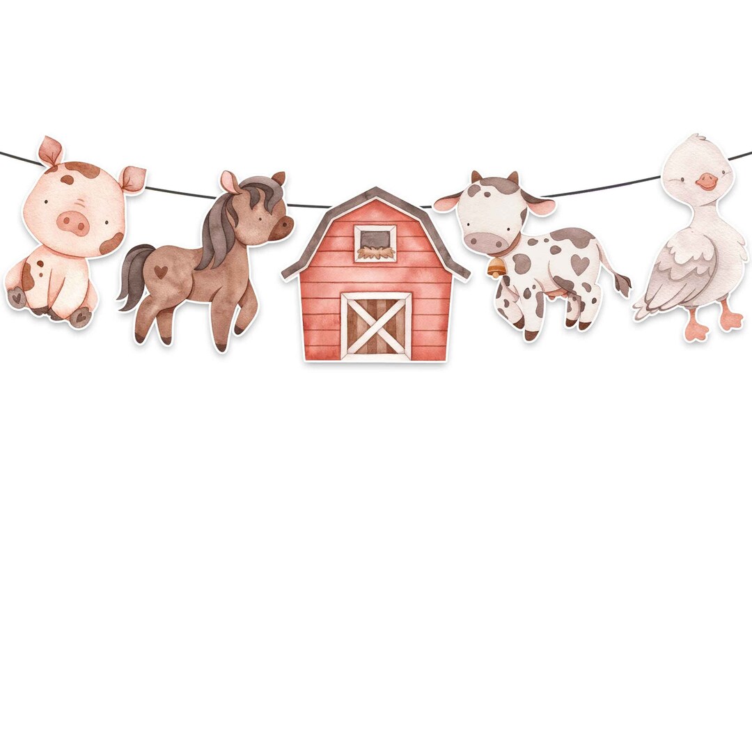 Farm Animals Birthday Banner Barnyard Animals Party Supplies - Etsy