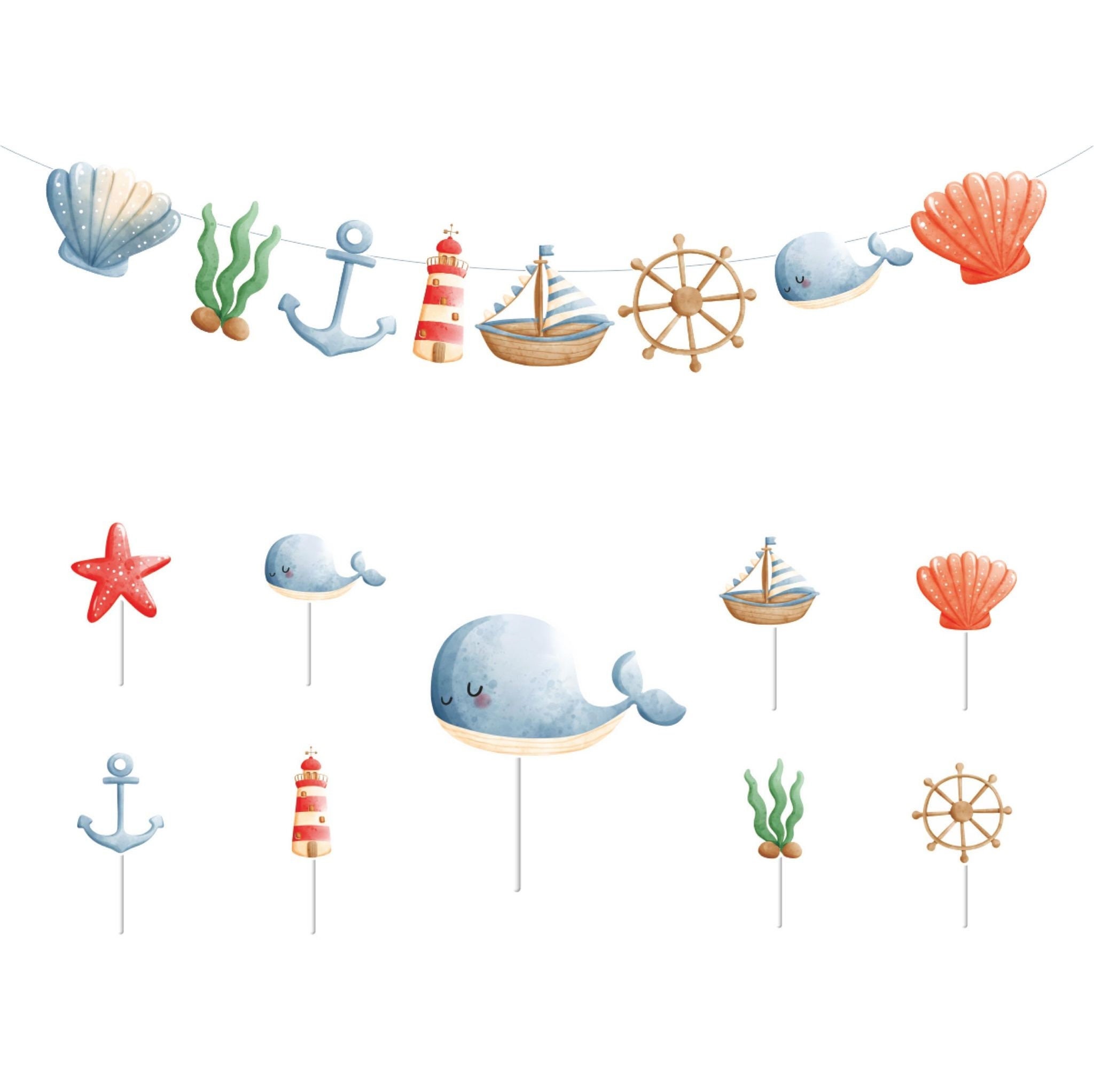 Under the Sea Birthday Banner Watercolor Whales Ocean Party - Etsy