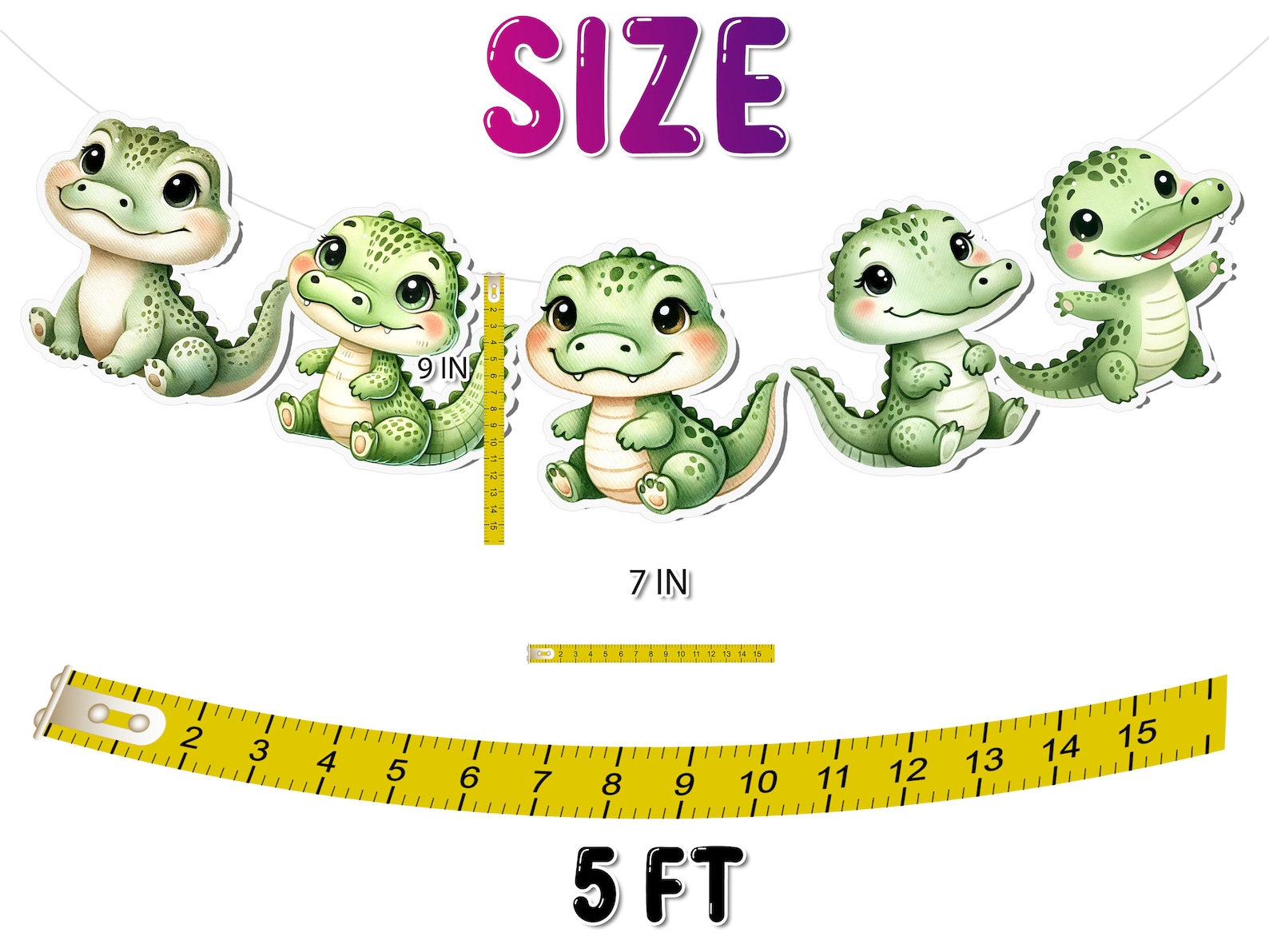 Adorable Crocodile Banner - Cute Jungle Animal Party Garland ...