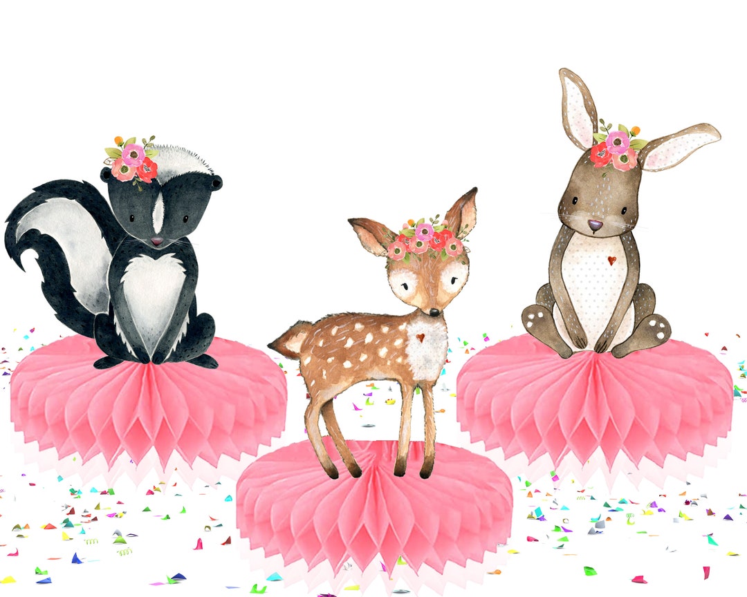 5 Pcs Woodland Animals Party Honeycomb for Girl Birthday or Baby Shower ...