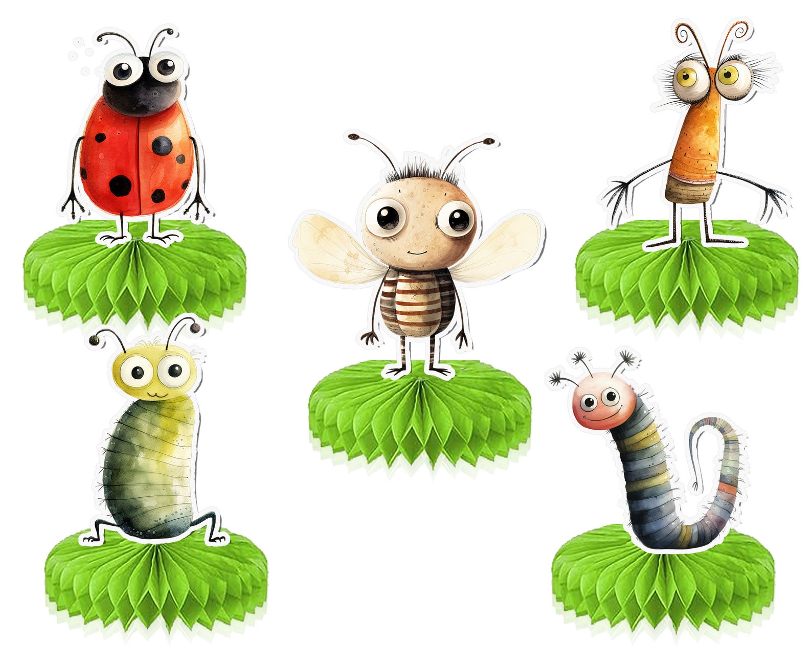 Quirky Insects Honeycombs 5 Pcs - Fun Baby Shower Decorations, Party ...