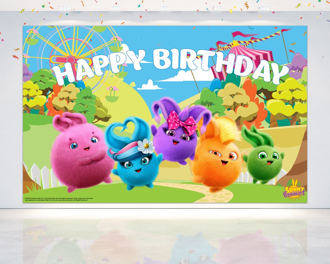 5x3ft Sunny Bunnies Backdrop for Birthday Party Decoration. Sunny ...