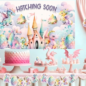 5x3ft Pink Dragon 'hatching Soon' Backdrop - Enchanting Decor for Girls ...