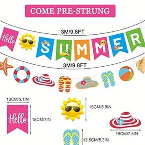 Hello Summer Banner – Colorful Beach Theme Party Garland With Flip ...