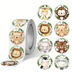 Jungle Safari Animal Sticker Roll - 500 Pcs, Adorable Wildlife Stickers ...