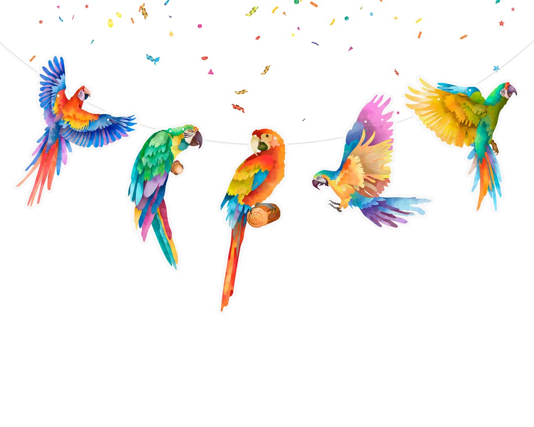 Ara Party Birthday Banner Parrots Theme Party Supplies | Birthday ...
