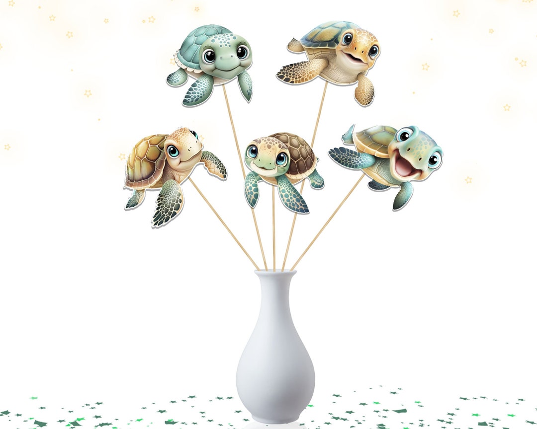 Set of 5 Sea Turtle Centerpieces for Baby Shower and Birthday - Ocean ...