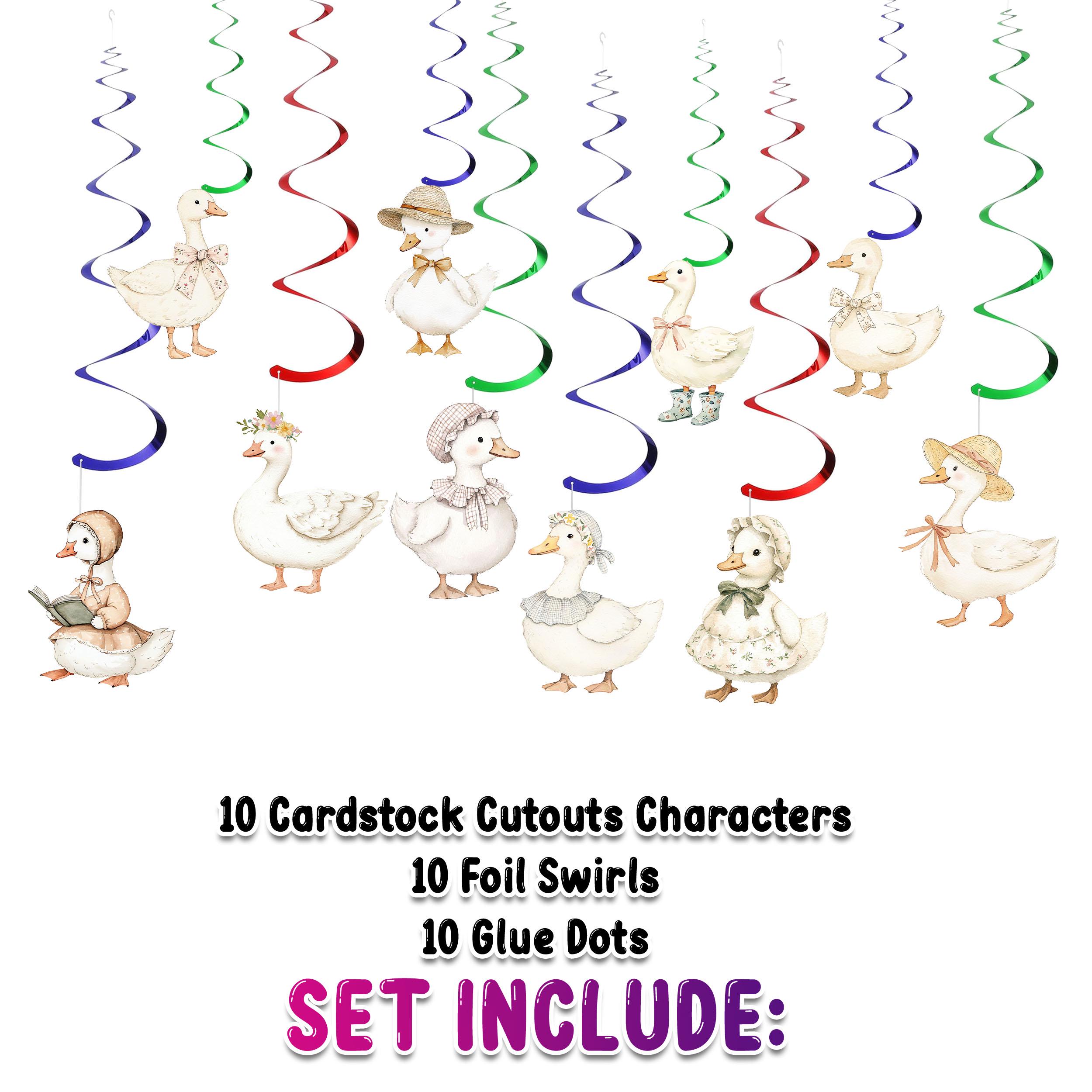 Goose Hanging Swirl Decorations – 10 PCS Farm Animal Party Streamers ...