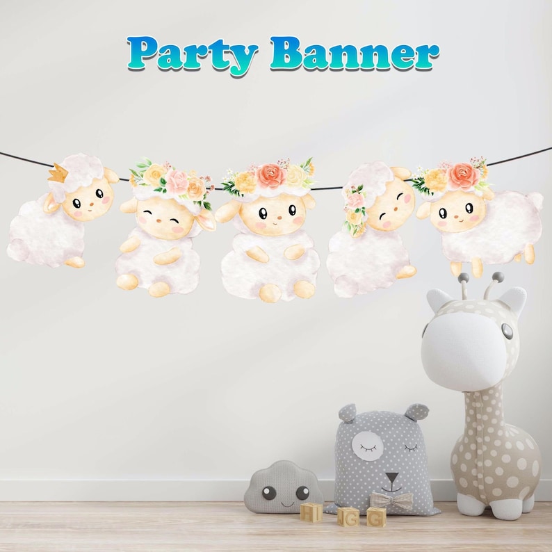 Baby Lamb Birthday Banner Little Sheep Theme Party Supplies - Etsy