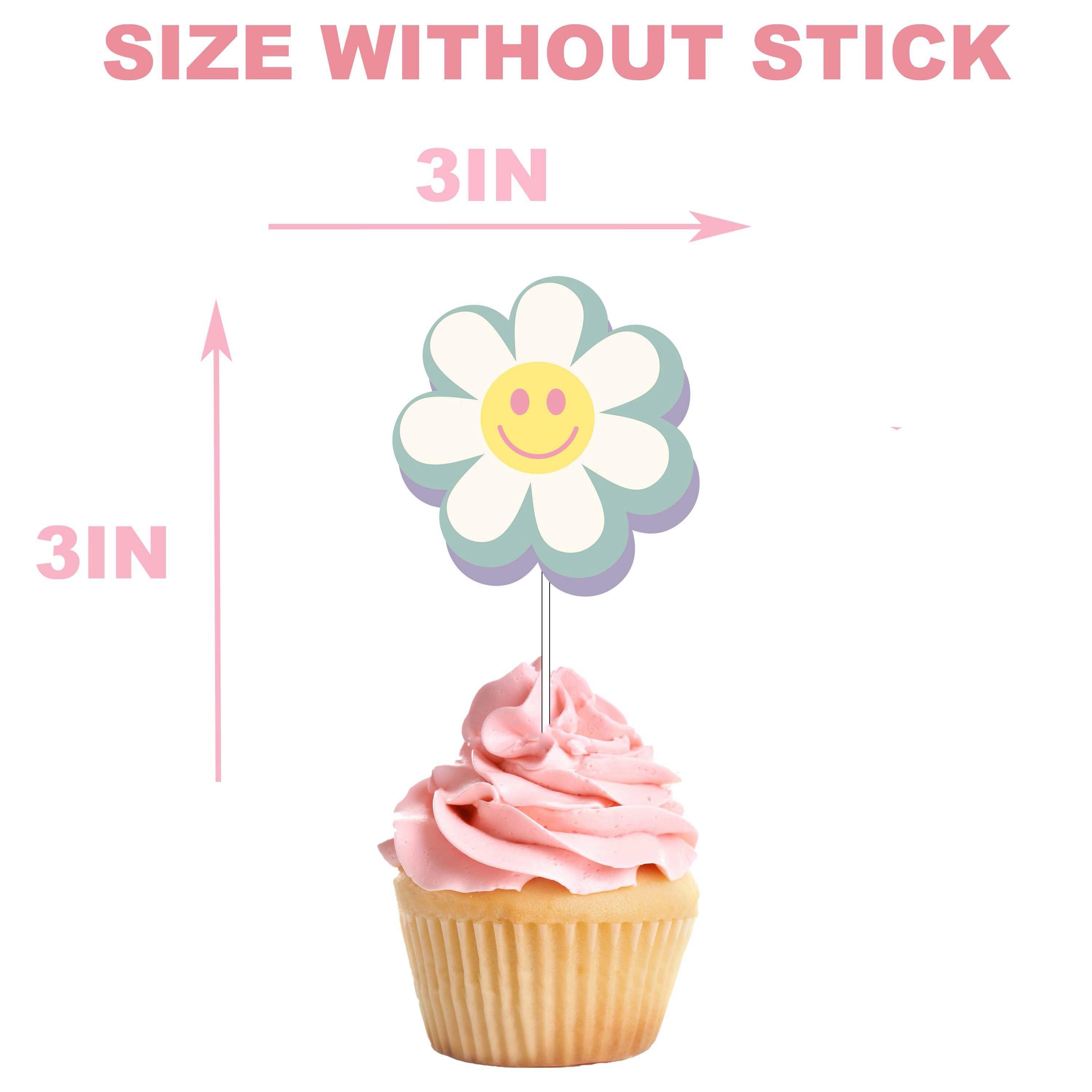 10 Pcs Groovy Retro Cupcake Toppers - Funky Cake Decorations for ...