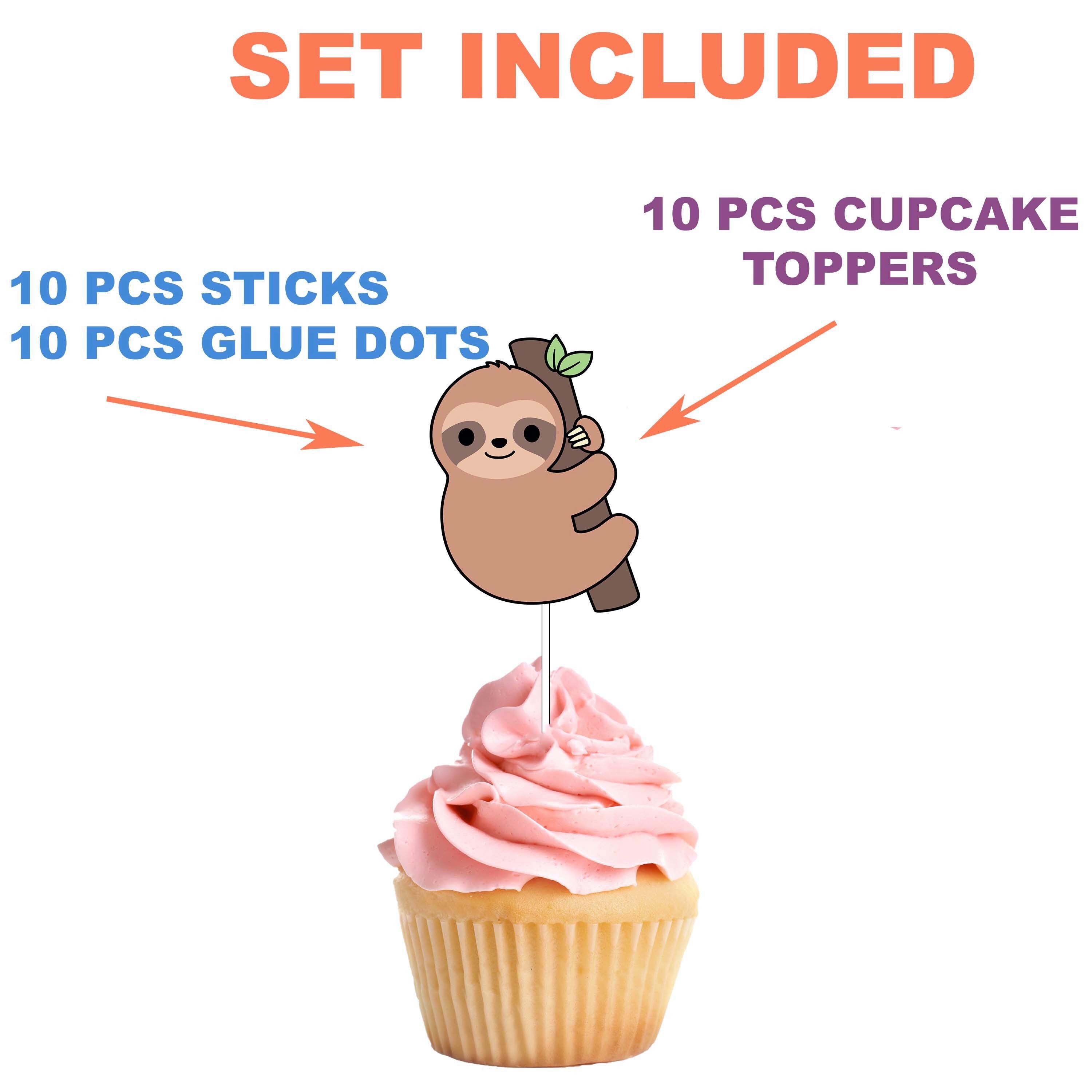 Sloth Cupcake Toppers Sloth Party Supplies for Birthday and - Etsy