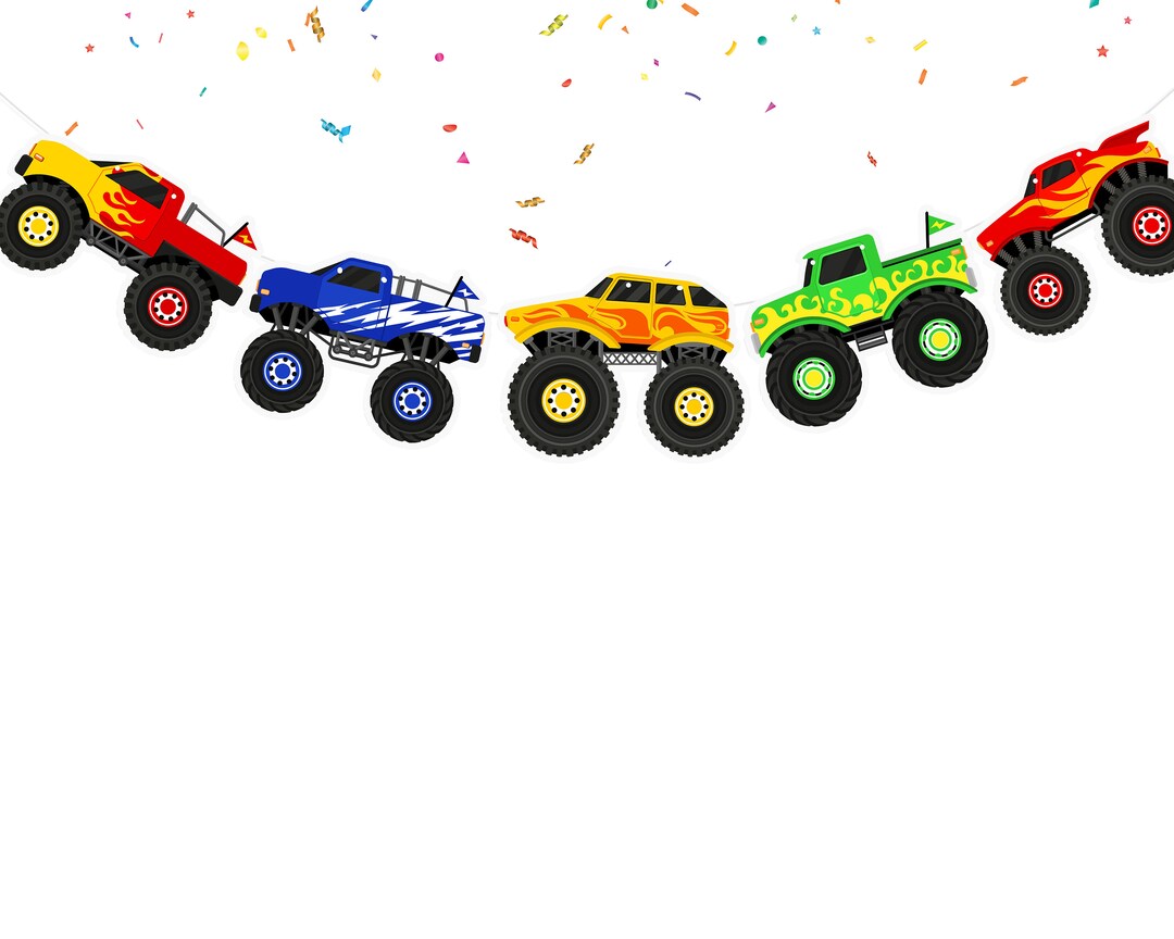 Trucks Birthday Banner Truck Theme Party Supplies | Birthday ...