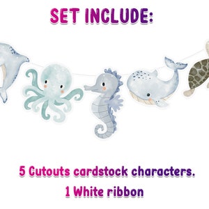Under the Sea Birthday Banner Cute Watercolor Ocean Party Supplies Baby ...
