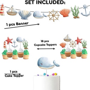 Under the Sea Birthday Banner Watercolor Whales Ocean Party Supplies ...
