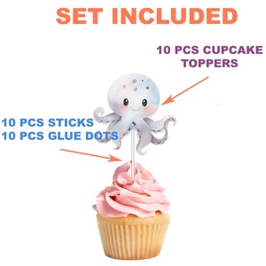 10 Pcs Octopus Cupcake Toppers for Baby Shower and Birthday - Under-the ...