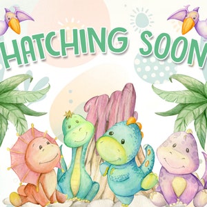 5x3ft Dino 'hatching Soon' Backdrop - Prehistoric Delight for Baby ...