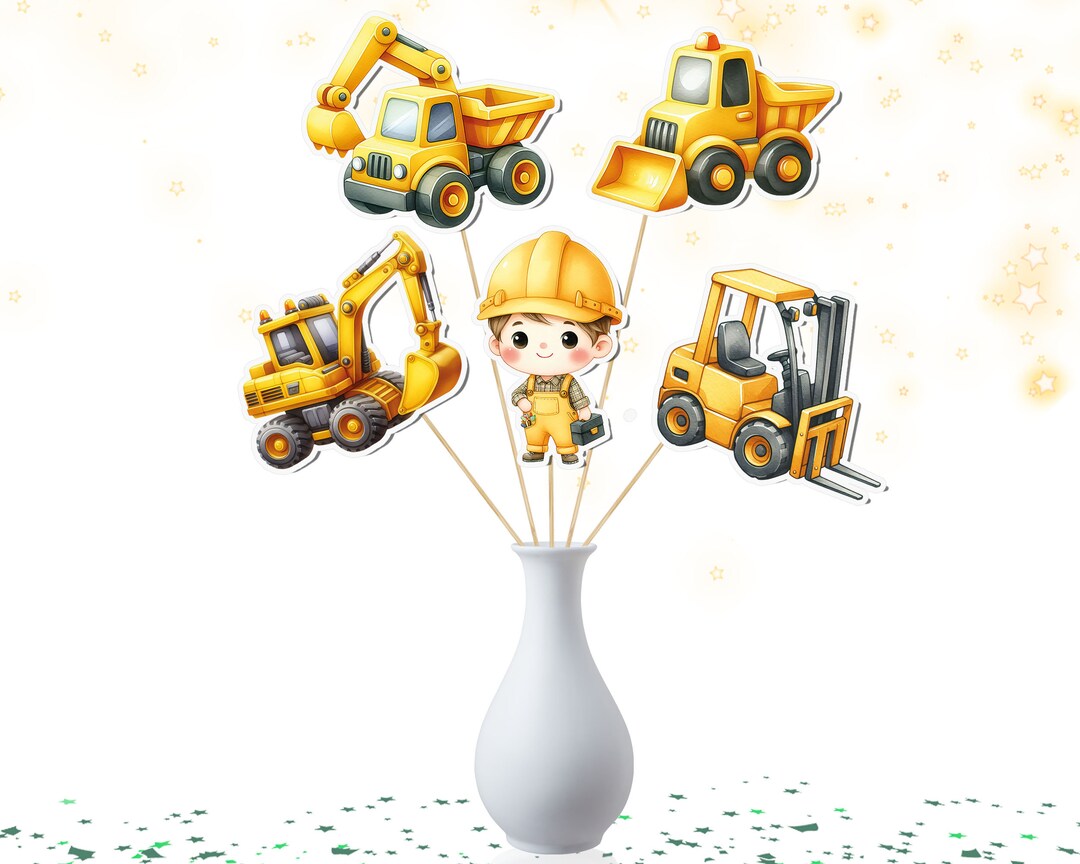 Construction-themed Party Centerpiece – 5 PCS Set for Kids' Birthday or ...