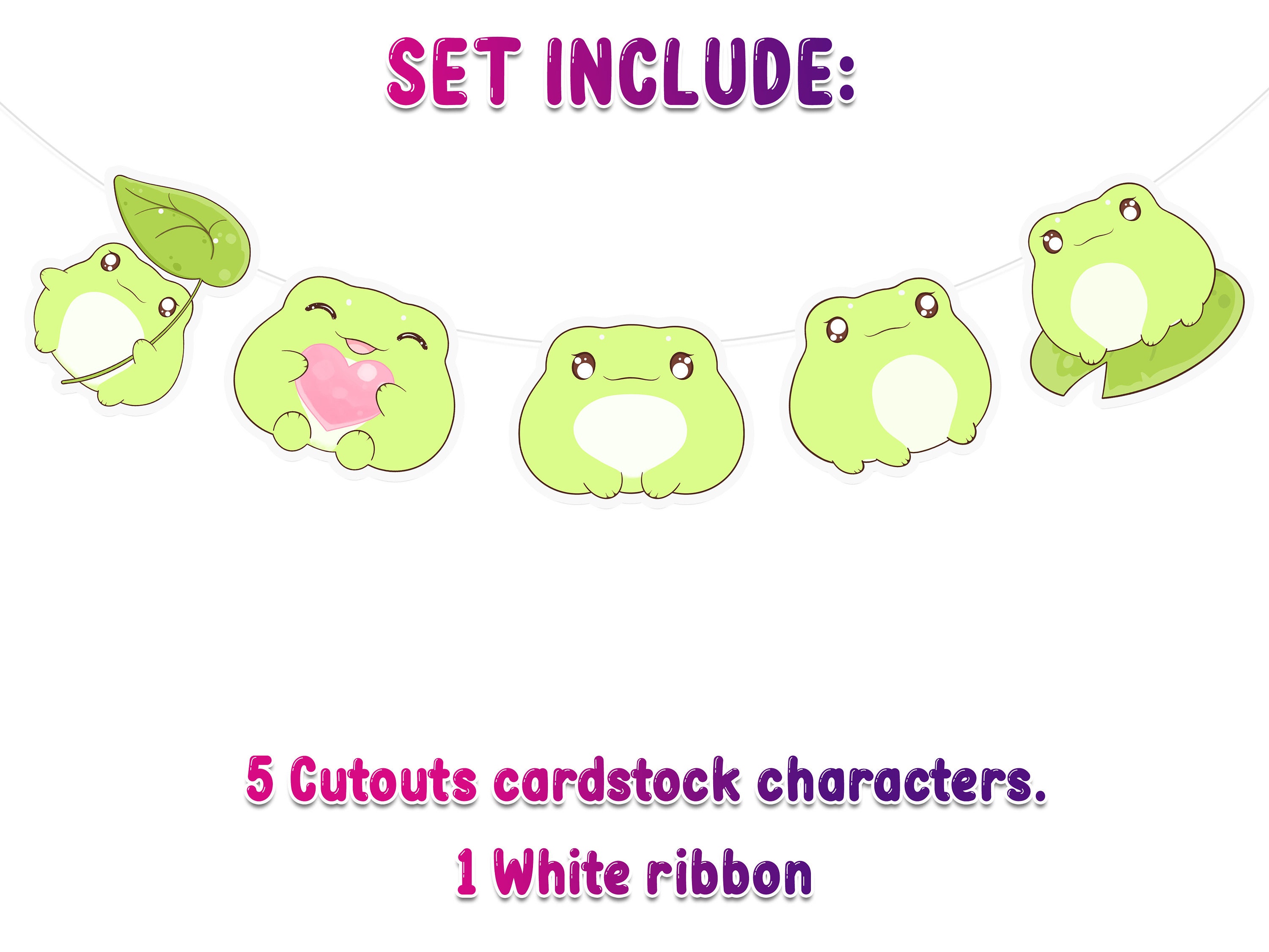 Cute Kawaii Frogs Birthday Banner Baby Frog Theme Party Supplies ...