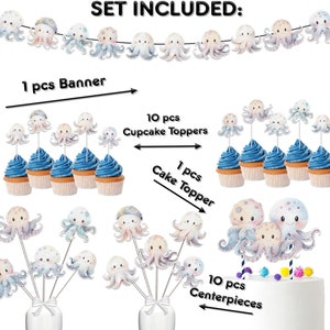 Octopus Baby Shower and Birthday Party Supplies Set - Banner ...