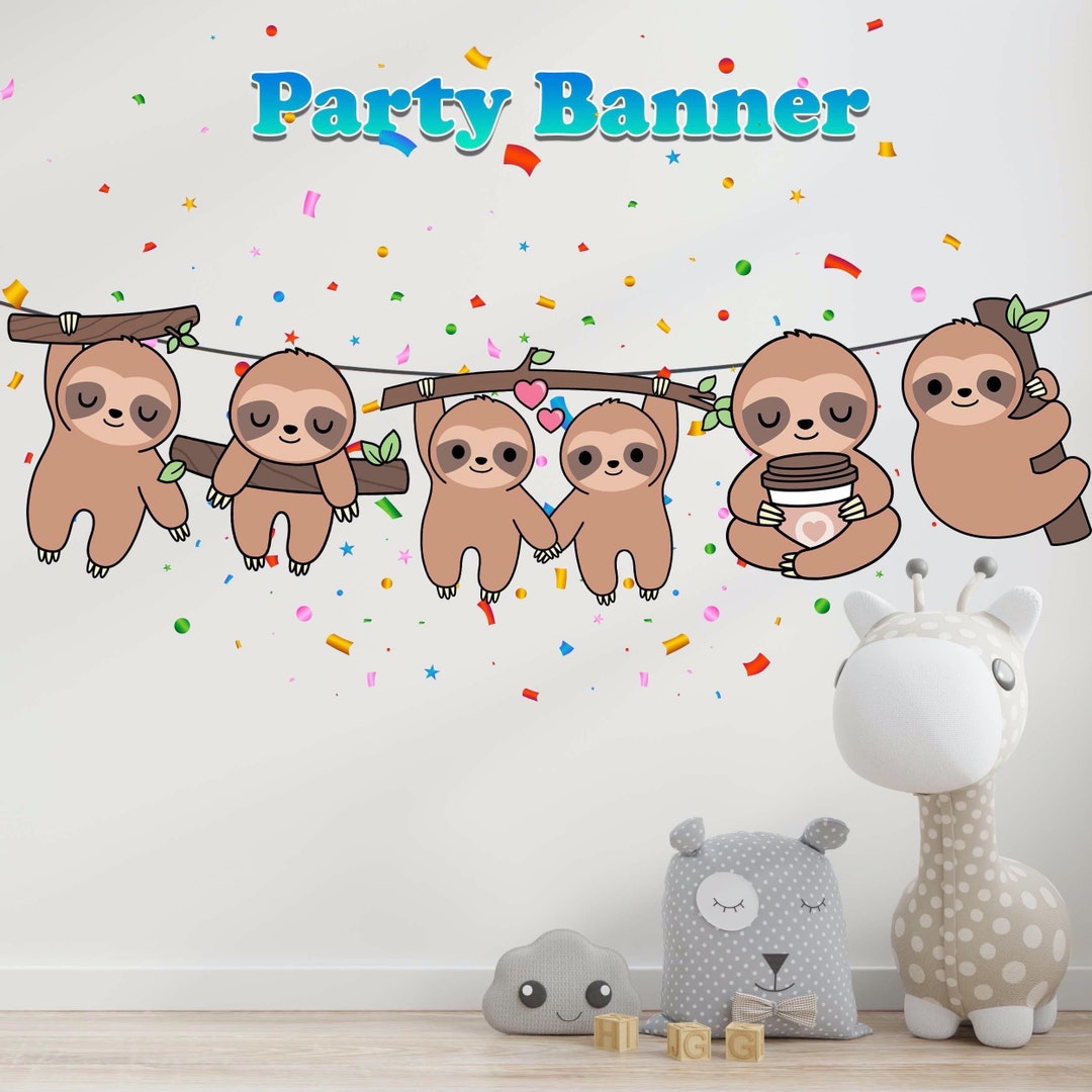 Sloth Birthday Banner Sloth Party Supplies Sloth Baby - Etsy