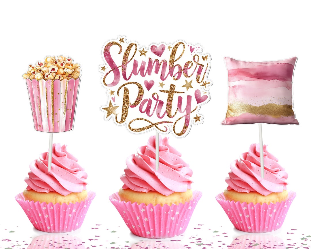Sleepover Cupcake Toppers - Set of 10 | Slumber Party Decorations ...