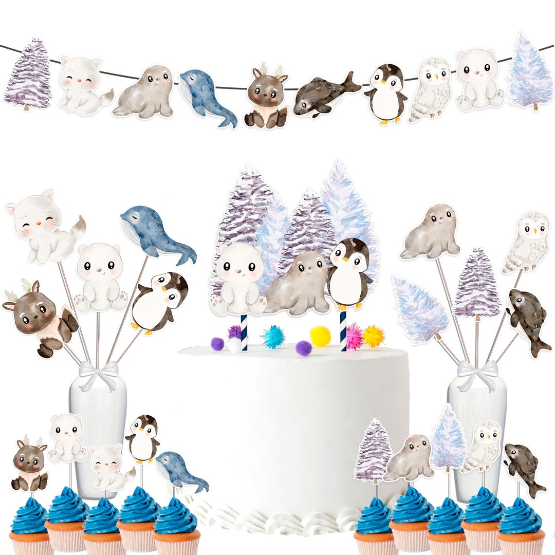 Arctic Animals Party Supplies Set for Winter Wonderland Birthday or ...